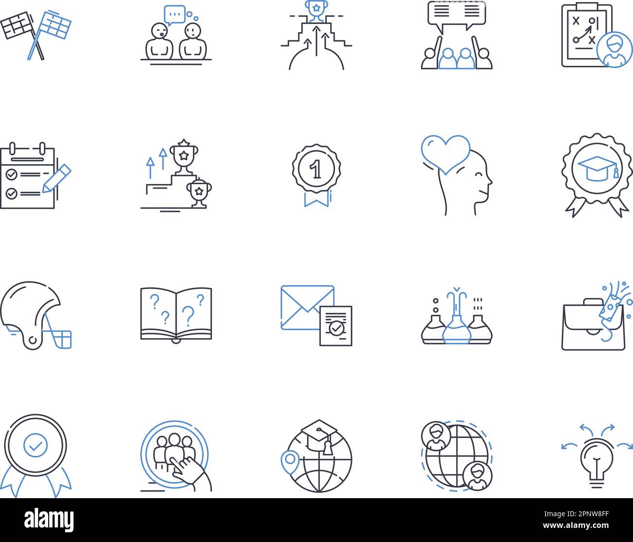Collegiate athletics line icons collection. Competition, Scholarships ...