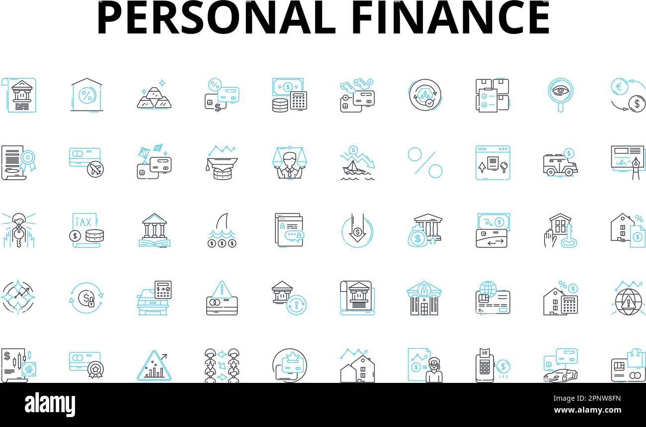 Personal finance linear icons set. Budgeting, Savings, Investment ...