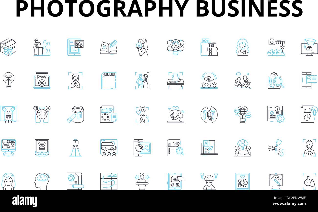 photography business linear icons set. lens, aperture, shutter, flash ...