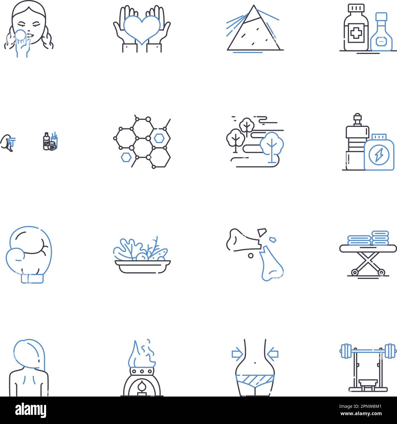 Functional medicine line icons collection. Nutrition, Lifestyle, Genetics, Integrative, Holistic ...