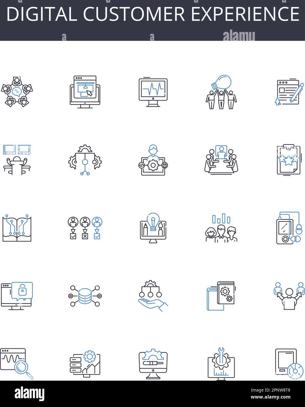 Digital customer experience line icons collection. Planning Organizing ...
