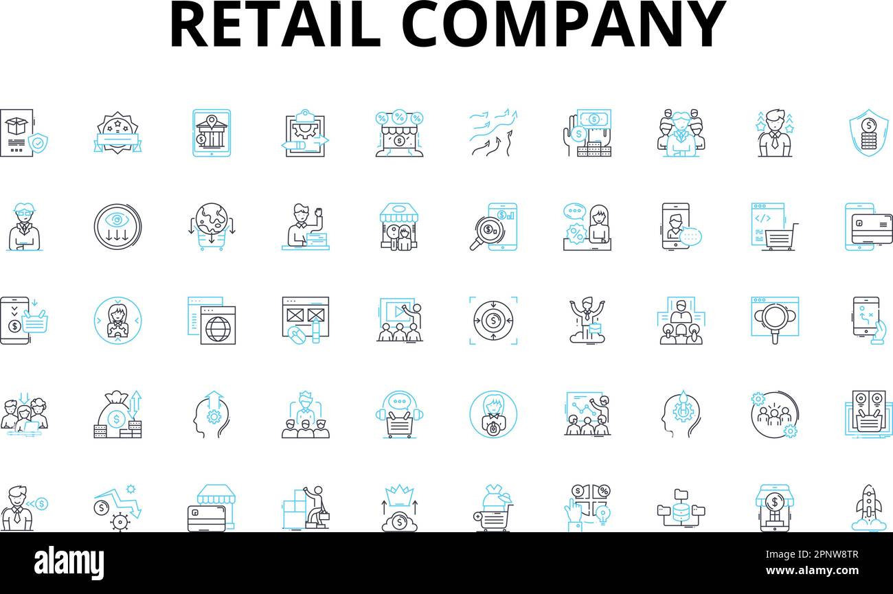 Retail company linear icons set. Products, Sales, Store, Brand ...