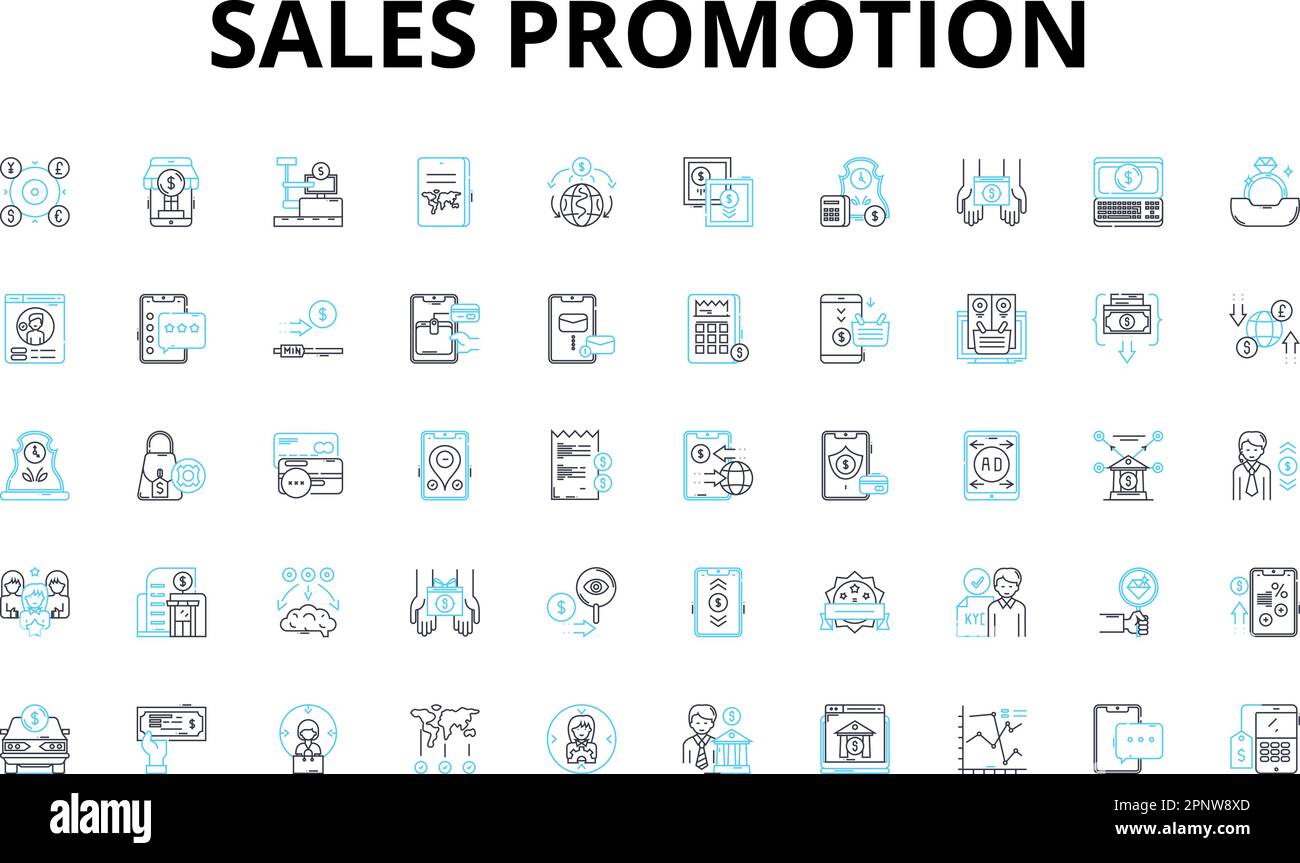 Sales promotion linear icons set. Discount, Clearance, Sale, Rebate ...