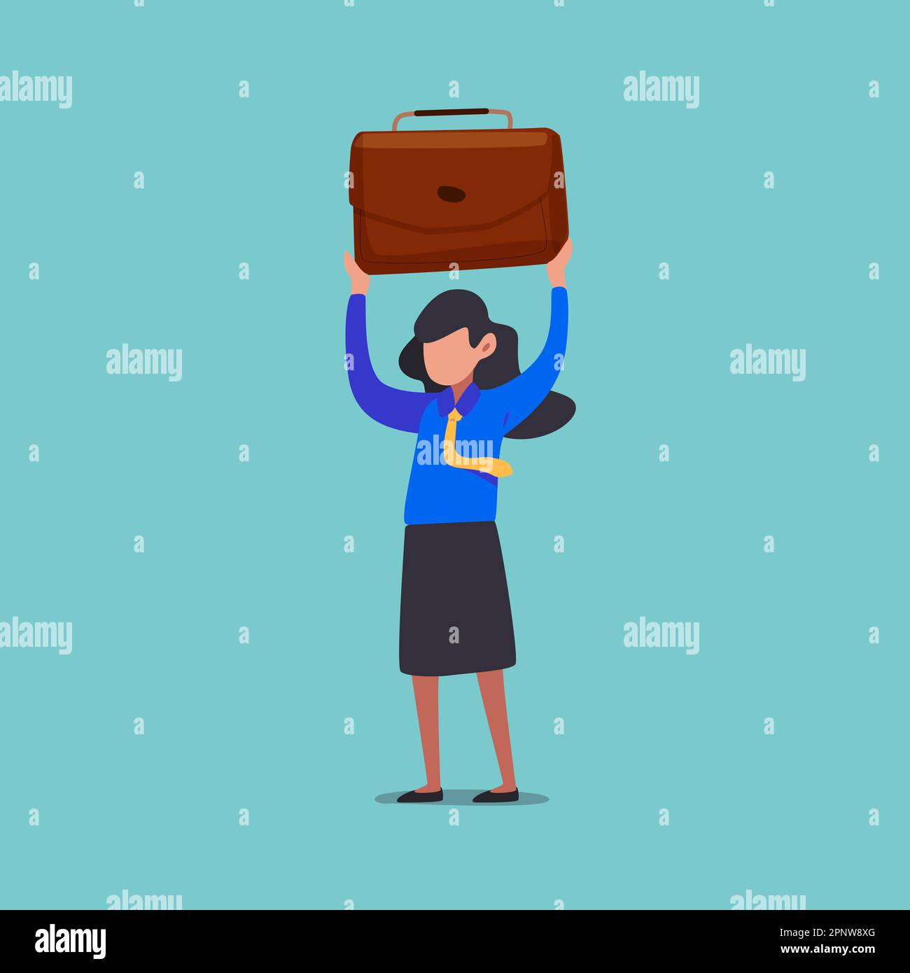 Business flat drawing active businesswoman lifting up briefcase. Female ...