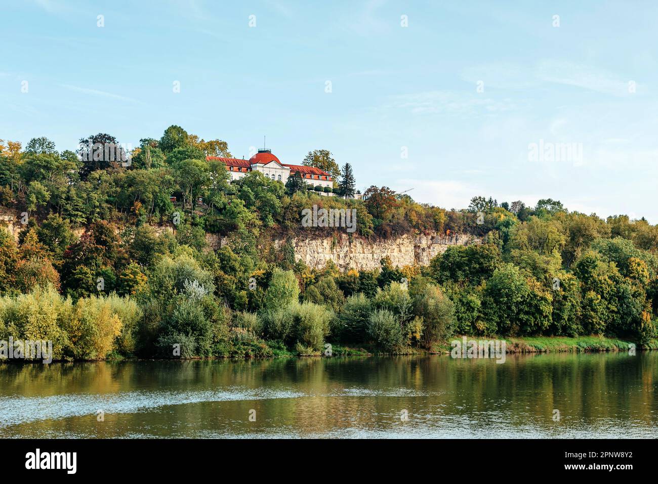 Autumn Landscape - River And Shores With Trees, Bushes And City Houses ...