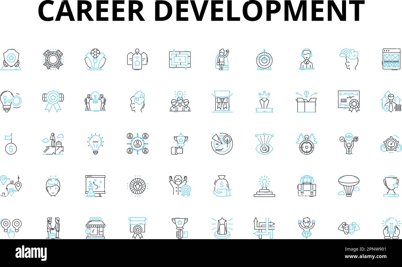 Career development linear icons set. Progression, Advancement, Learning ...