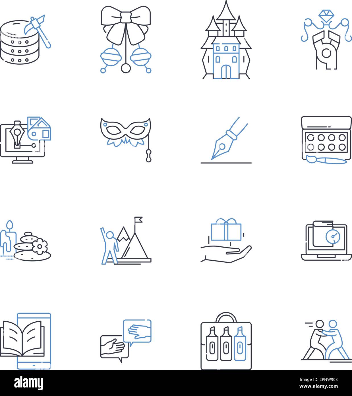 Calligraphy line icons collection. Penmanship, Cursive, Typography ...