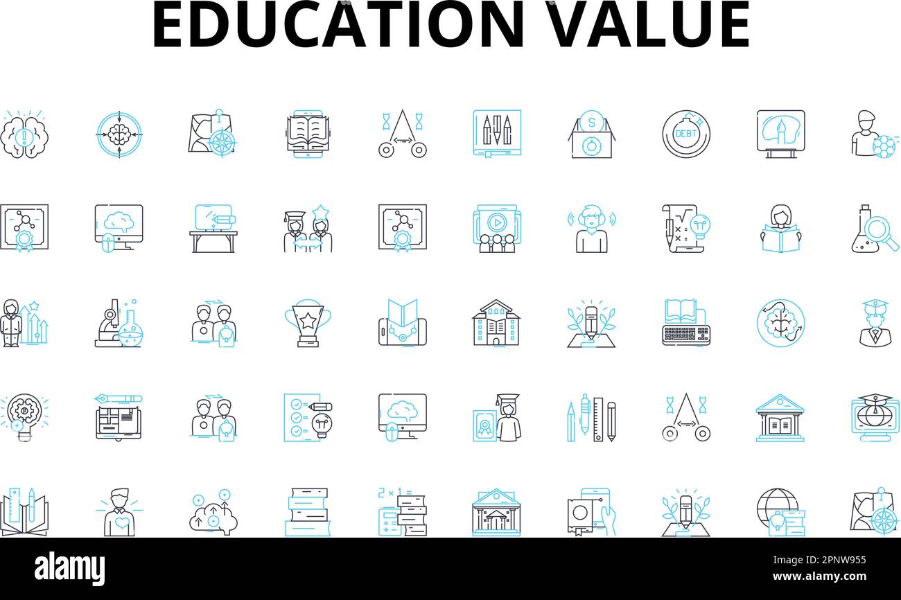 Education value linear icons set. Knowledge, Learning, Skills ...