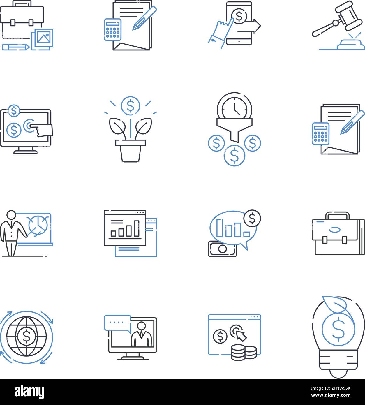 Cash profit line icons collection. Revenue, Income, Earnings, Gain ...