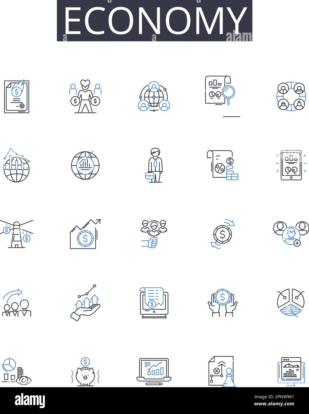 Economy line icons collection. Business, Finances, Commerce, Market ...