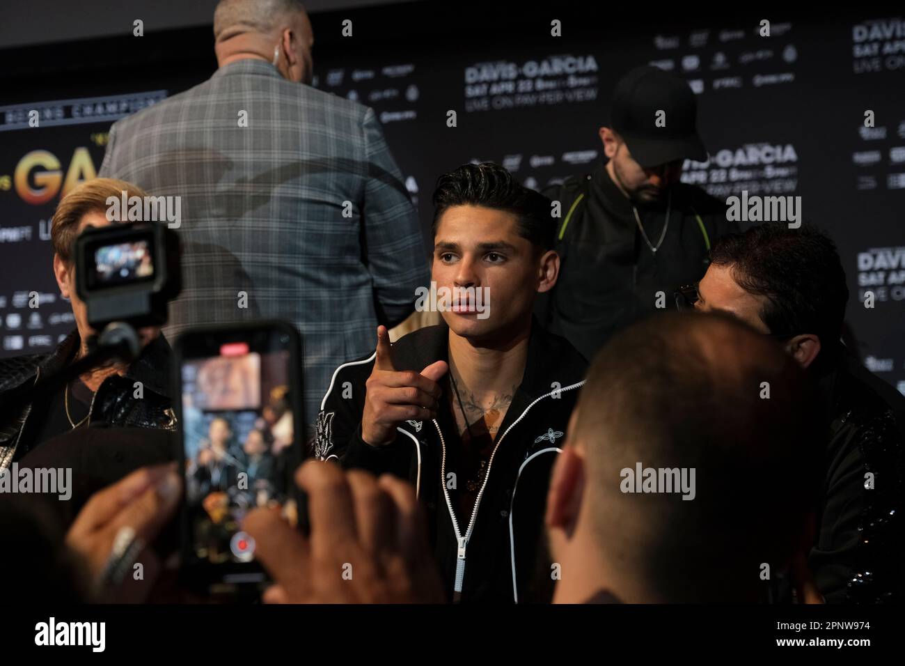 Las Vegas, Nevada, USA. 20th Apr, 2023. Ryan Garcia addresses the media ...