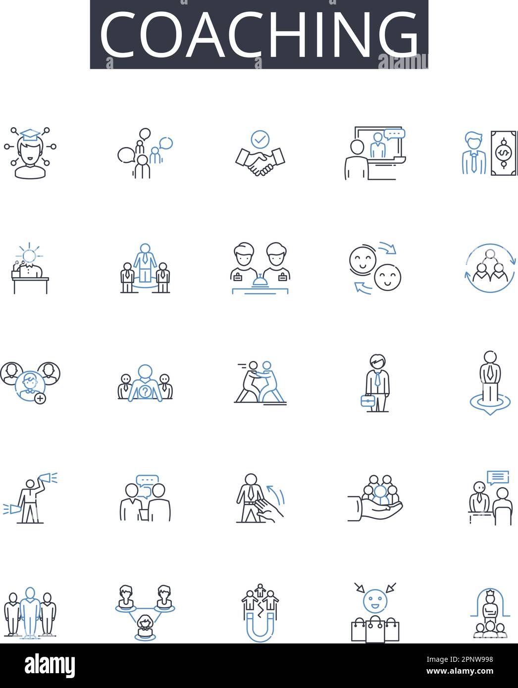 Coaching Line Icons Collection Mentoring Guiding Training Instructing Tutoring Advising