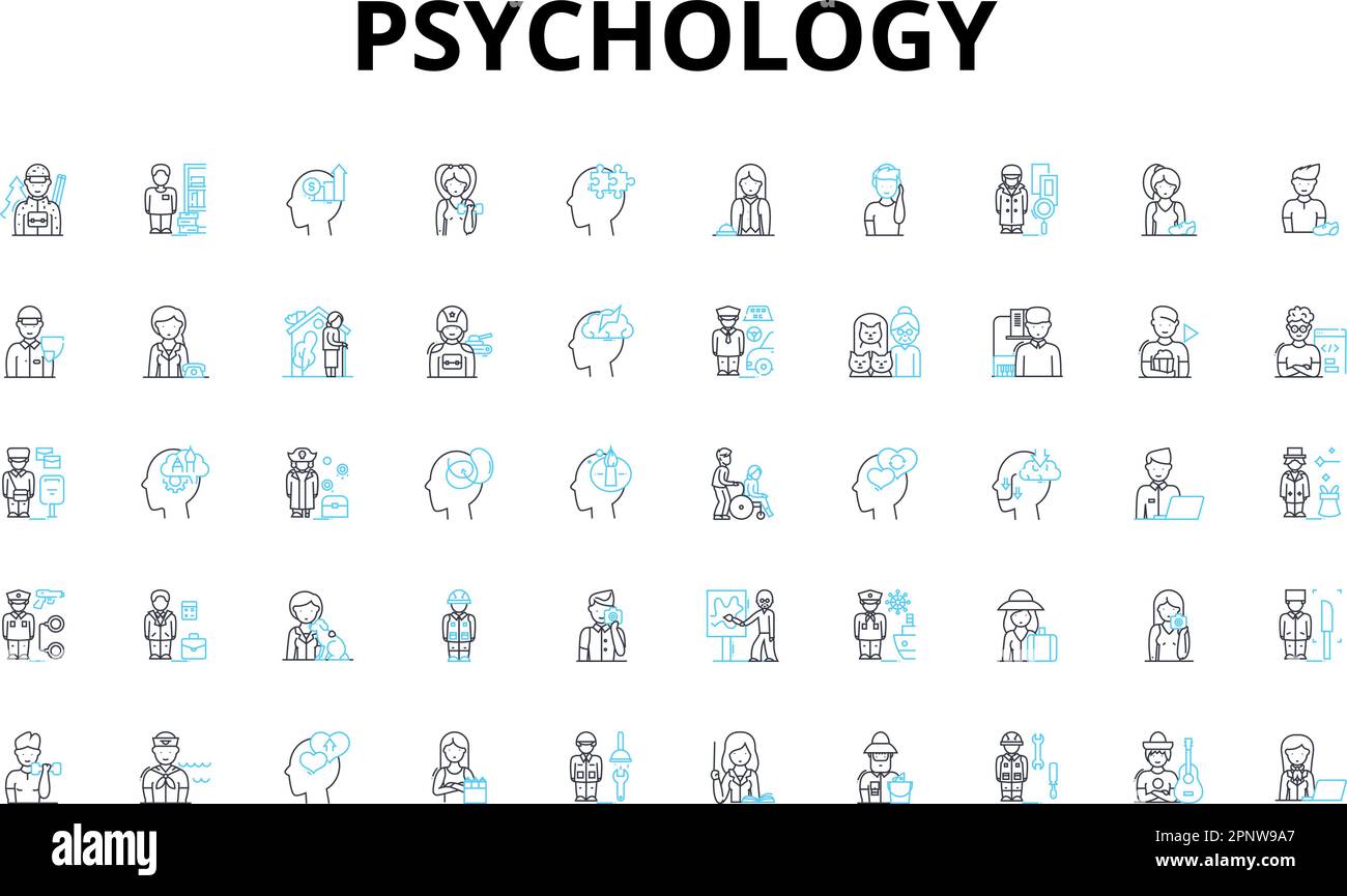 Psychology linear icons set. Perception, Memory, Emotion, Cognition ...