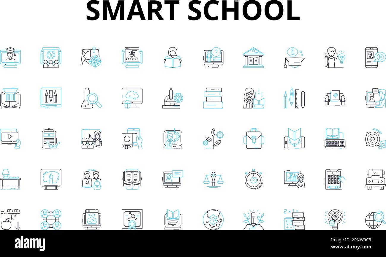 Smart school linear icons set. Innovation, Technology, Efficiency ...