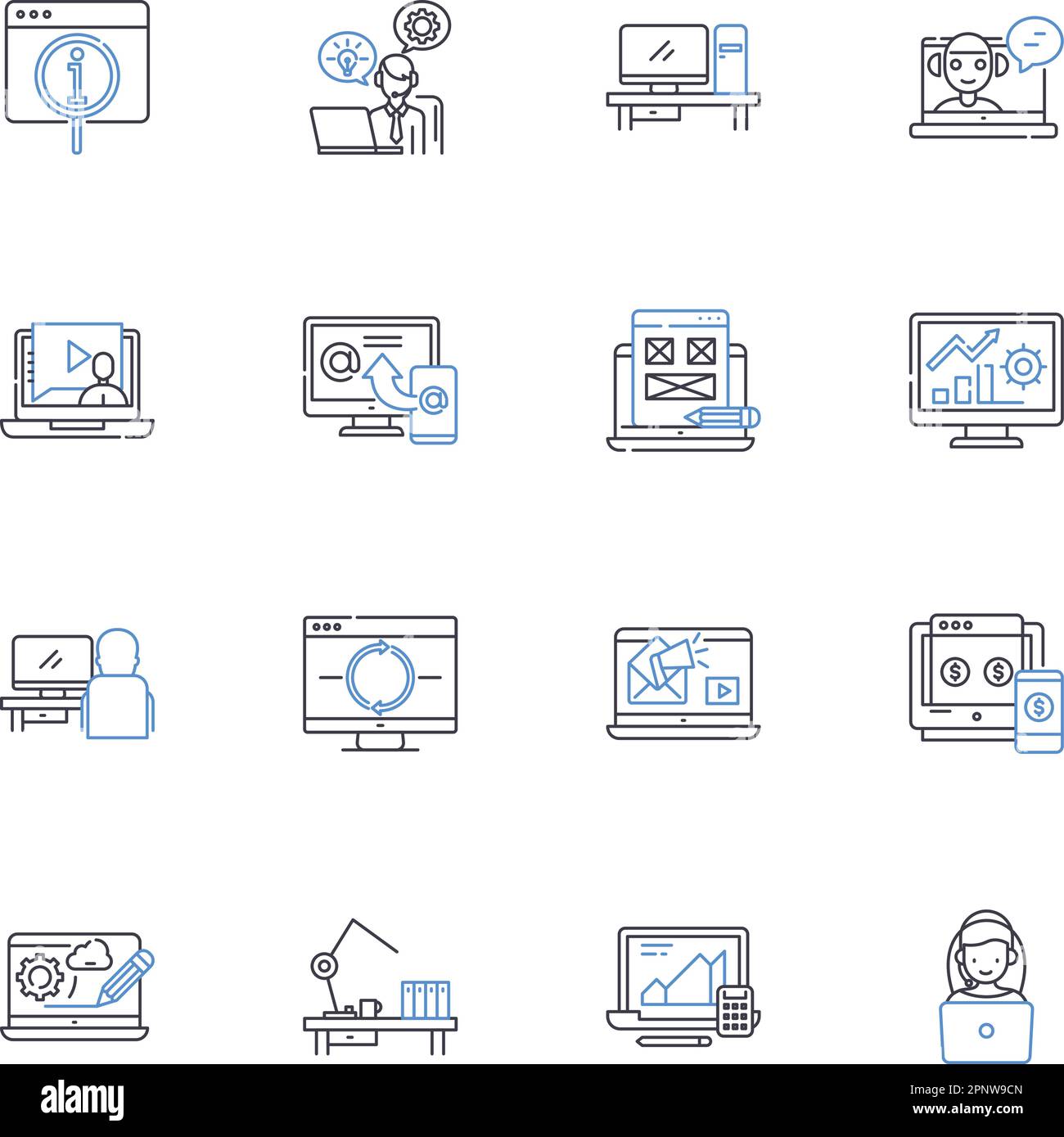 Interaction line icons collection. Engagement, Communication, Cooperation, Dialogue, Connection ...