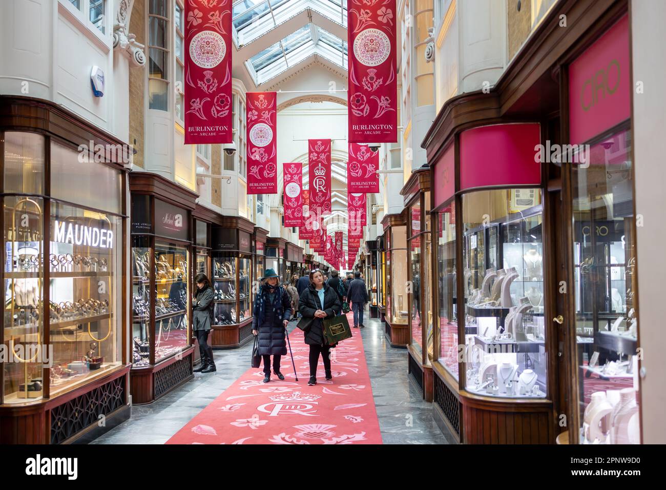 LONDON- April 2023, the interior of Burlington Arcade, a high end ...