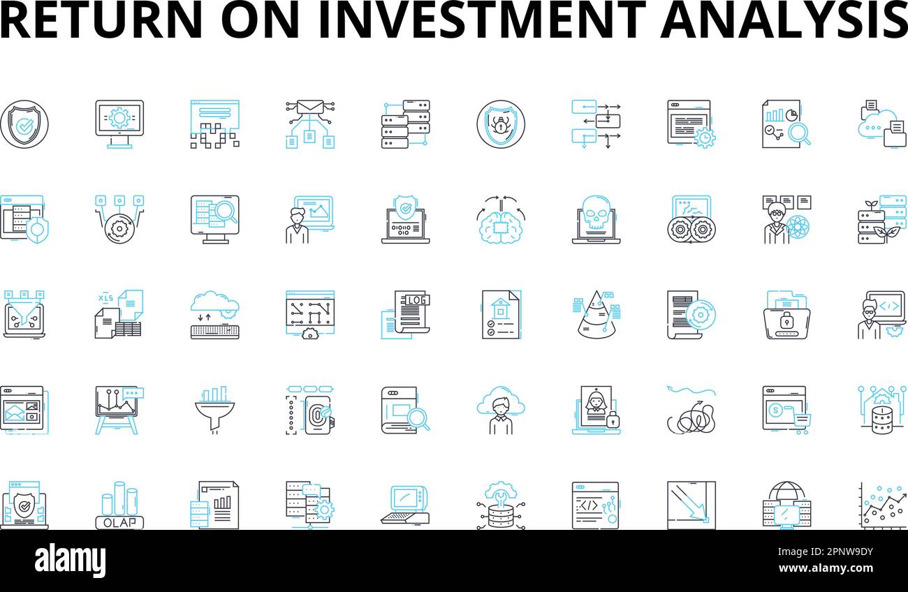 Return on investment analysis linear icons set. Profitability, Capital ... Return on investment analysis linear icons set. Profitability, Capital ...