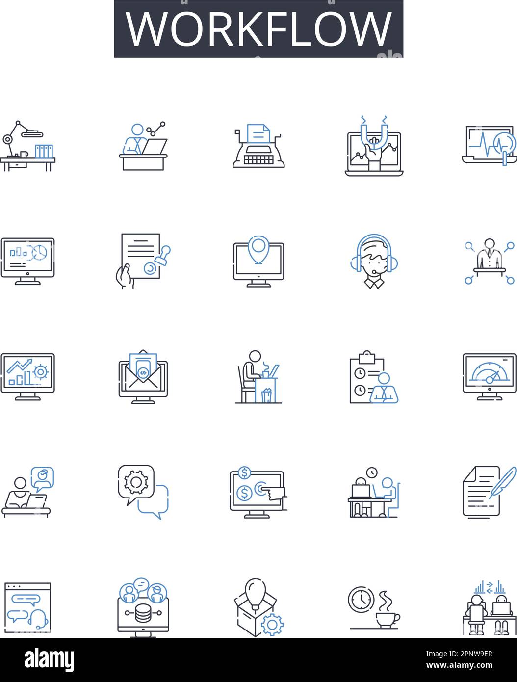 Workflow line icons collection. Business process, Task system, Work ... Workflow line icons collection. Business process, Task system, Work ...