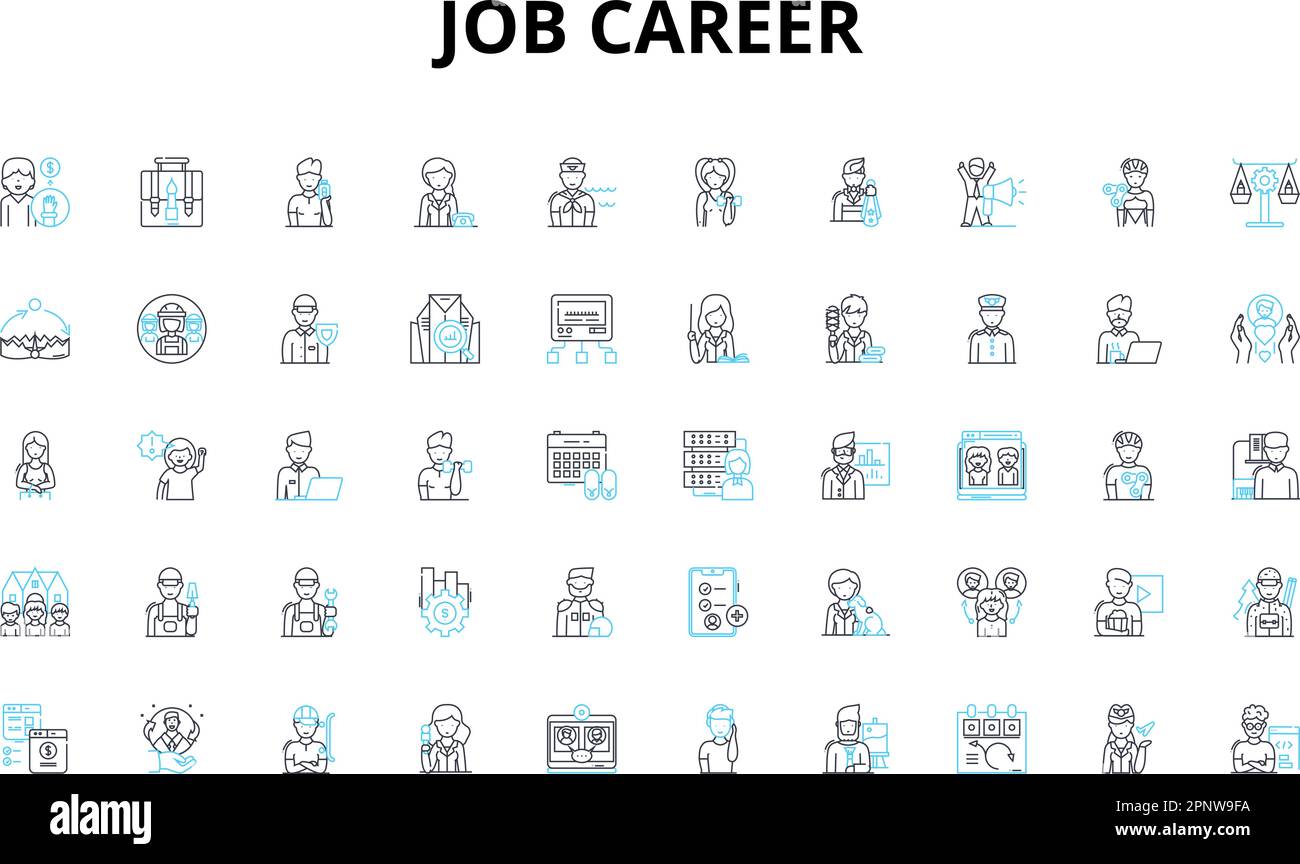 Job career linear icons set. Advancement, Ambition, Aspiration, Balance, Benefits, Challenge ...