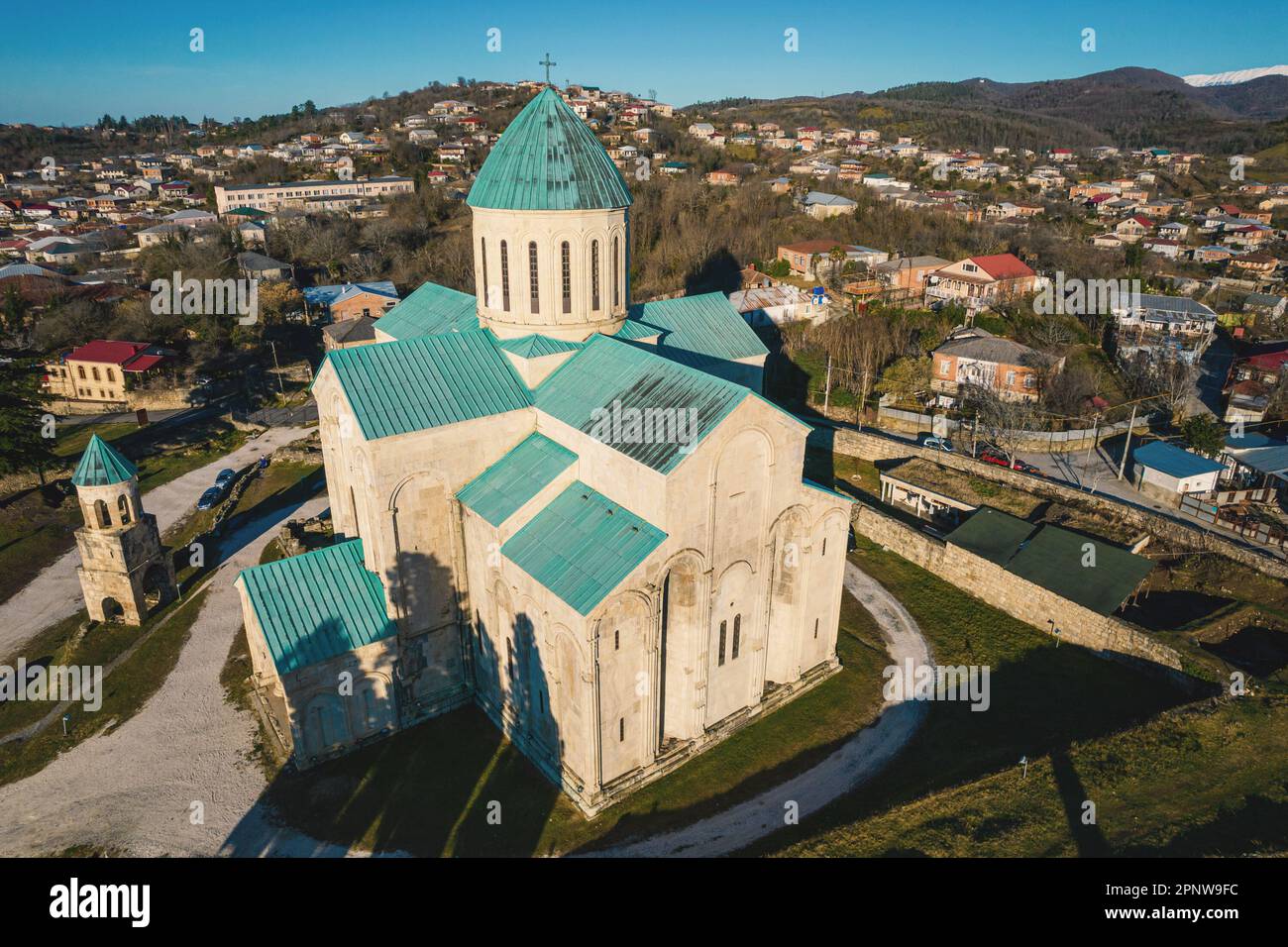 Aerial view of Cathedral of Dormition, temple of Georgian Orthodox ...