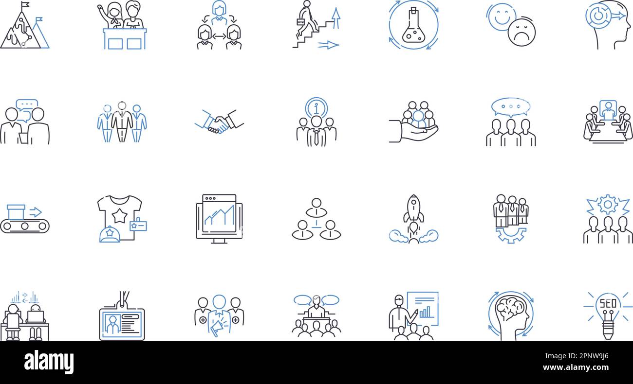 Consortium organization line icons collection. Collaboration ...