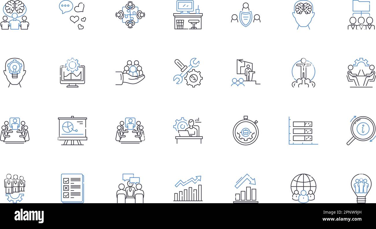 Service delivery line icons collection. Efficiency, Timeliness, Responsiveness, Reliability ...