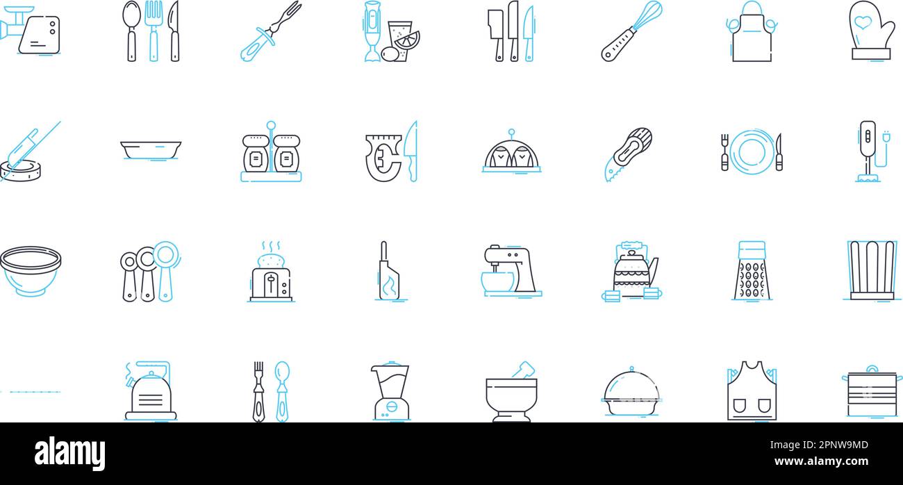 Cuisine Culinary linear icons set. Spice, Flavor, Ingredient, Recipe ...