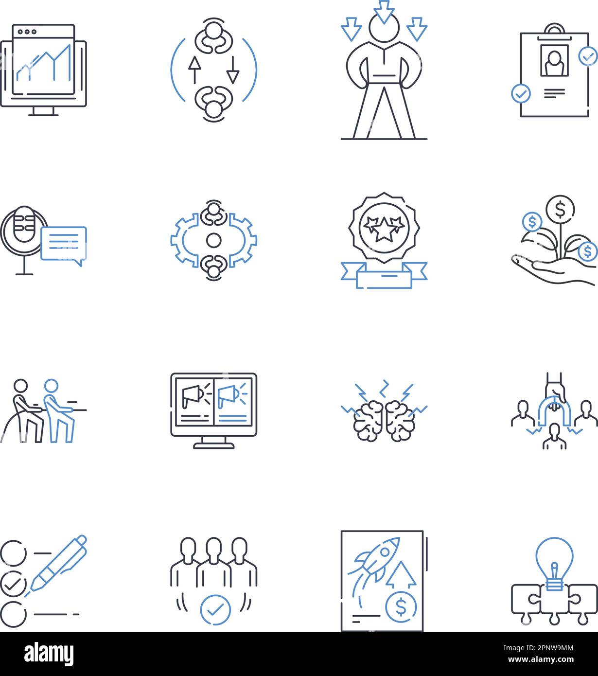 Brand building line icons collection. Positioning, Identity ...