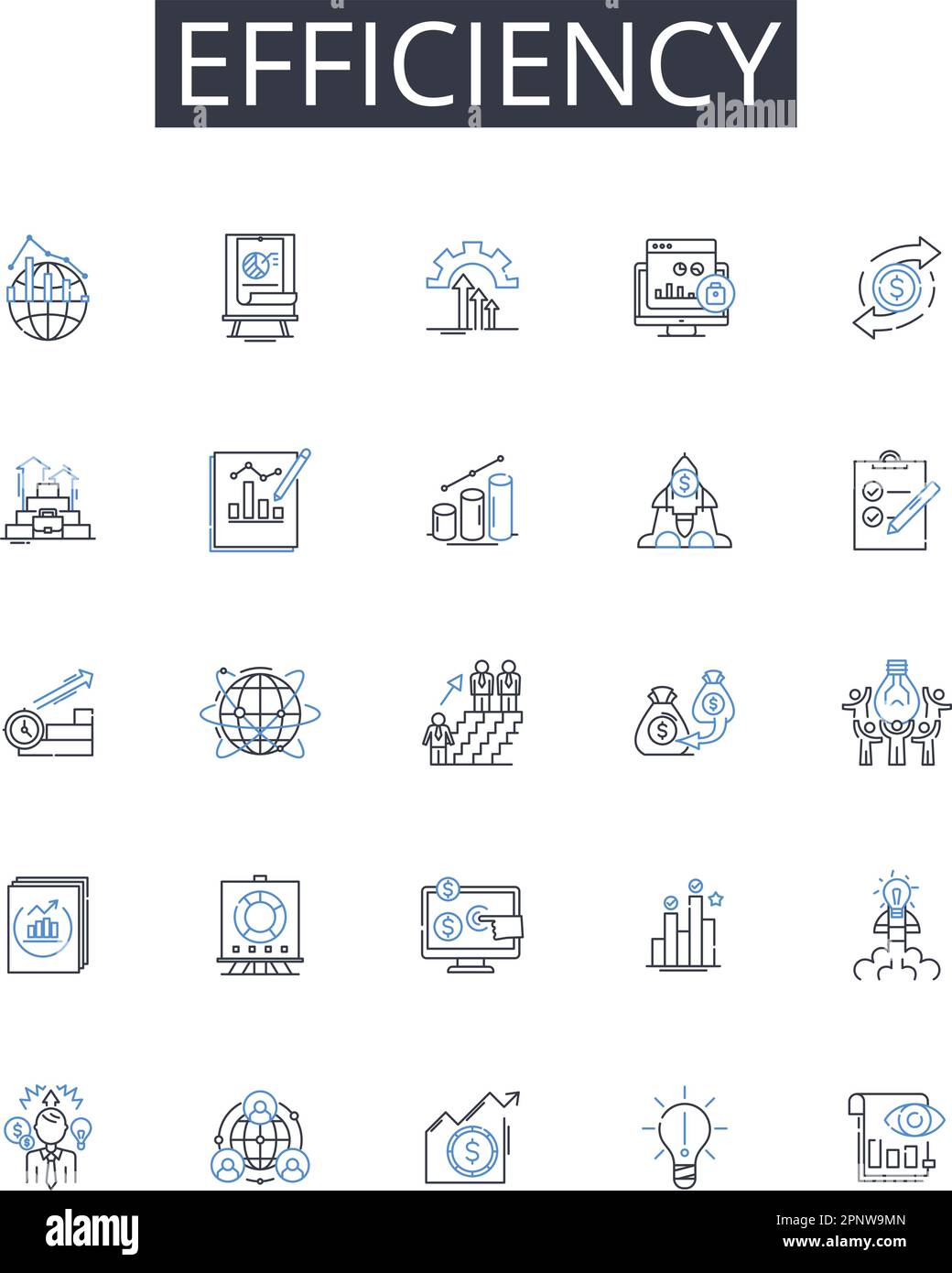 Efficiency Line Icons Collection Speediness Productiveness