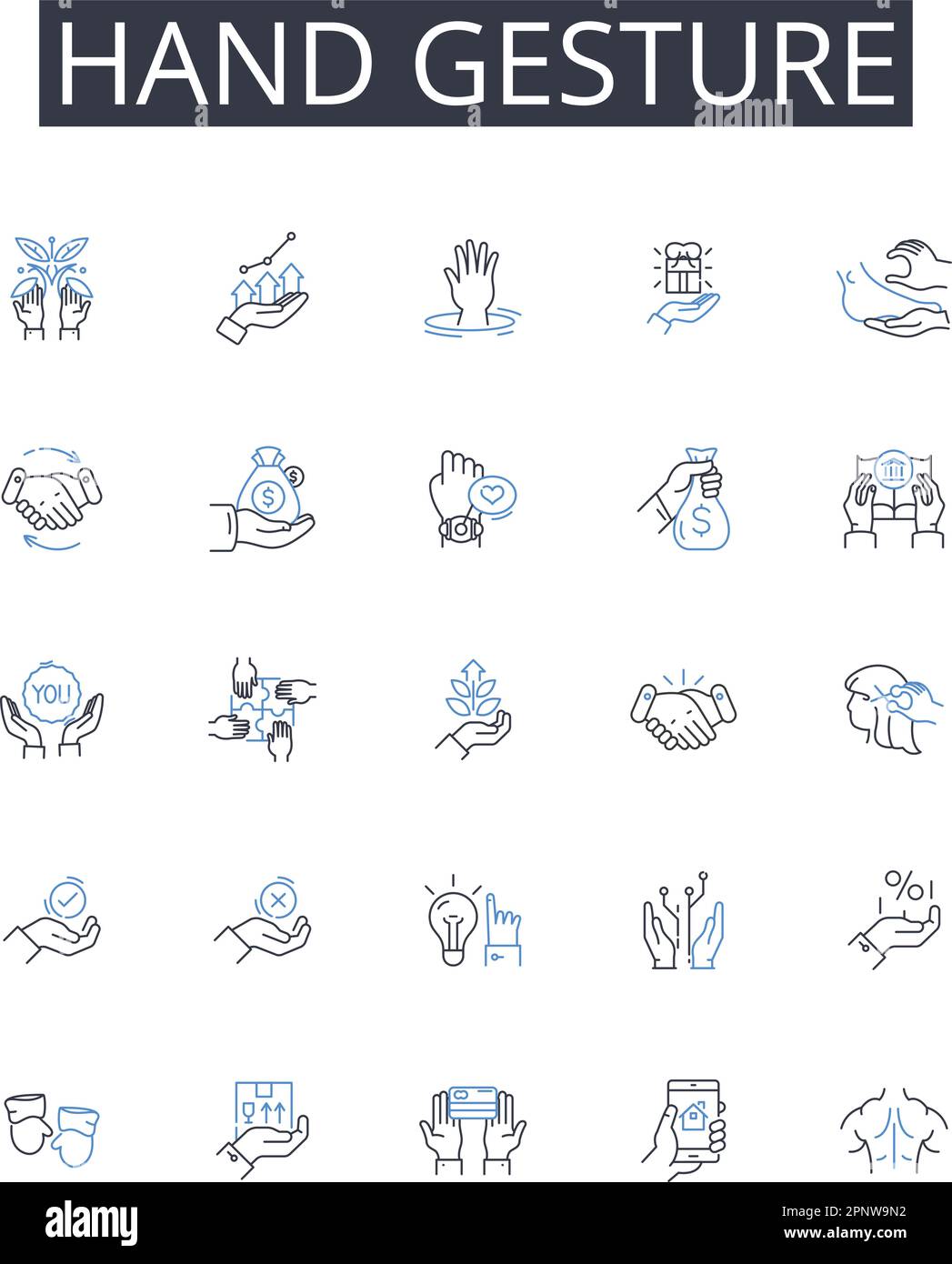 Hand gesture line icons collection. Eye contact, Facial expression ... Hand gesture line icons collection. Eye contact, Facial expression ...