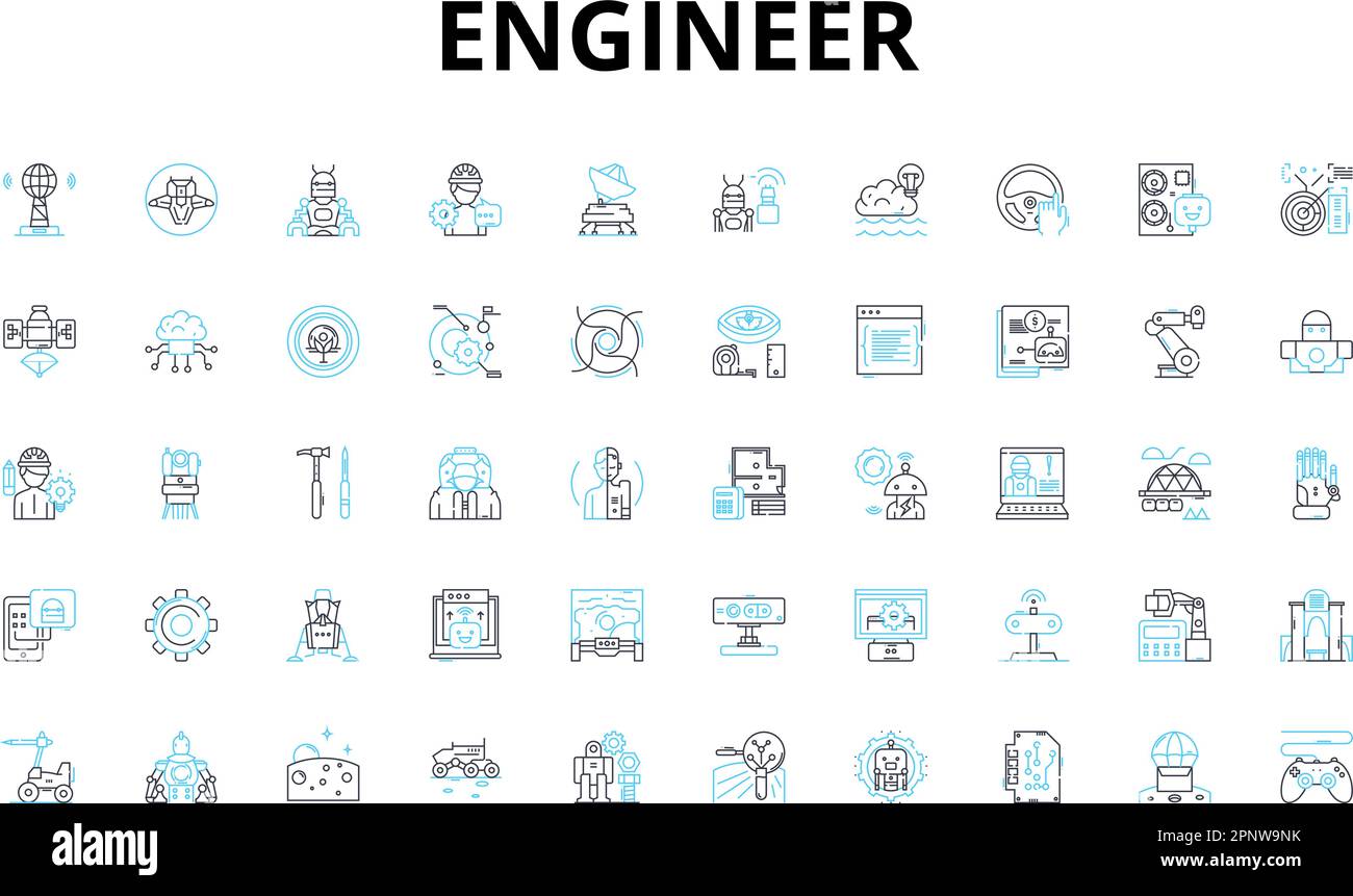 Engineer linear icons set. Inventive, Analytical, Innovative, Skilled ...