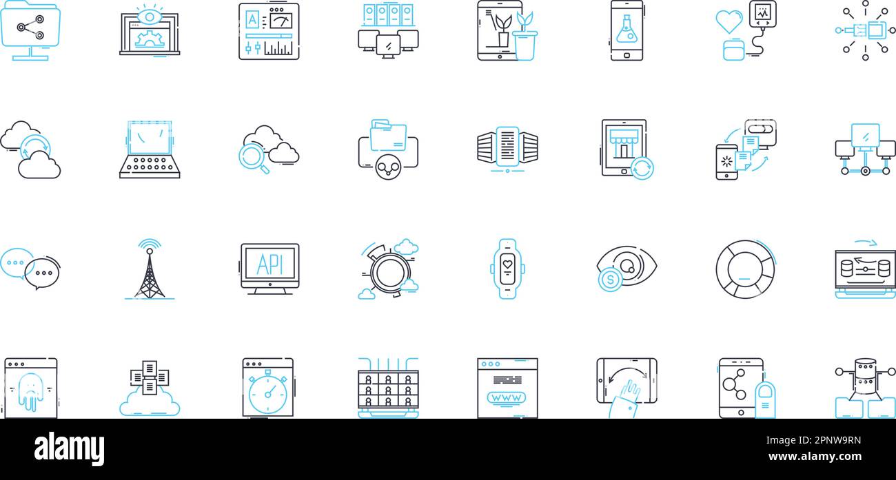 Brand awareness linear icons set. Visibility, Recognition, Perception, Familiarity, Credibility ...