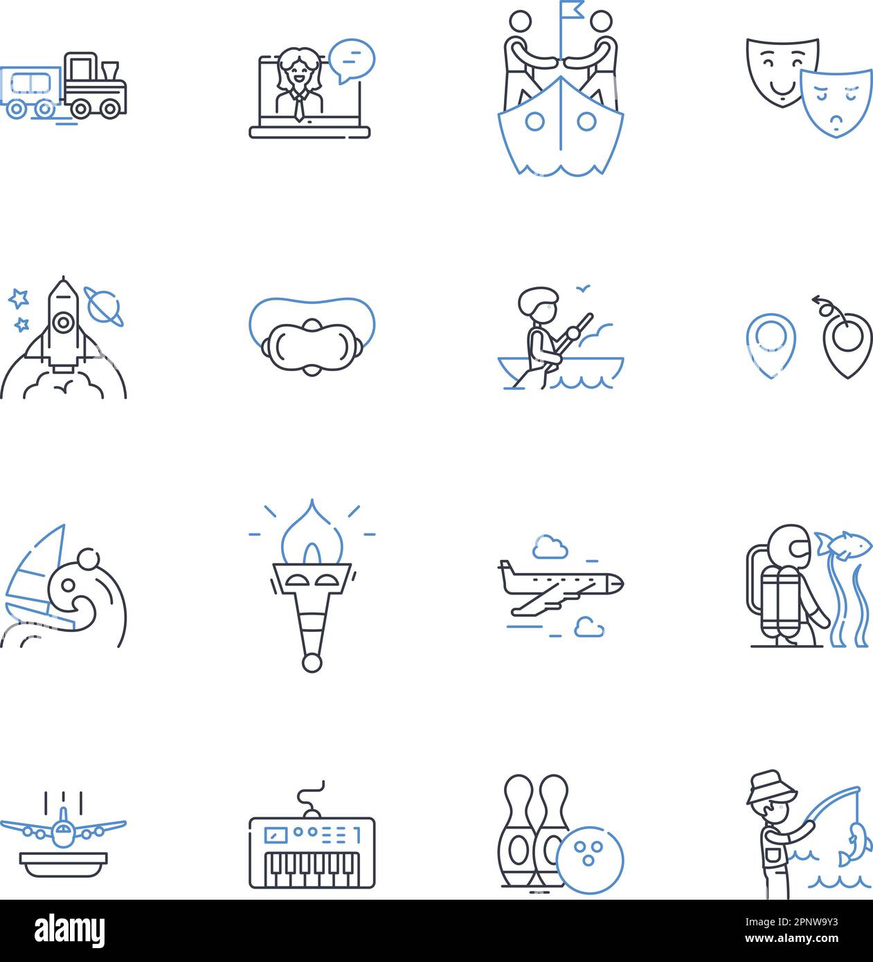 Ball games line icons collection. Football, Basketball, Soccer ...