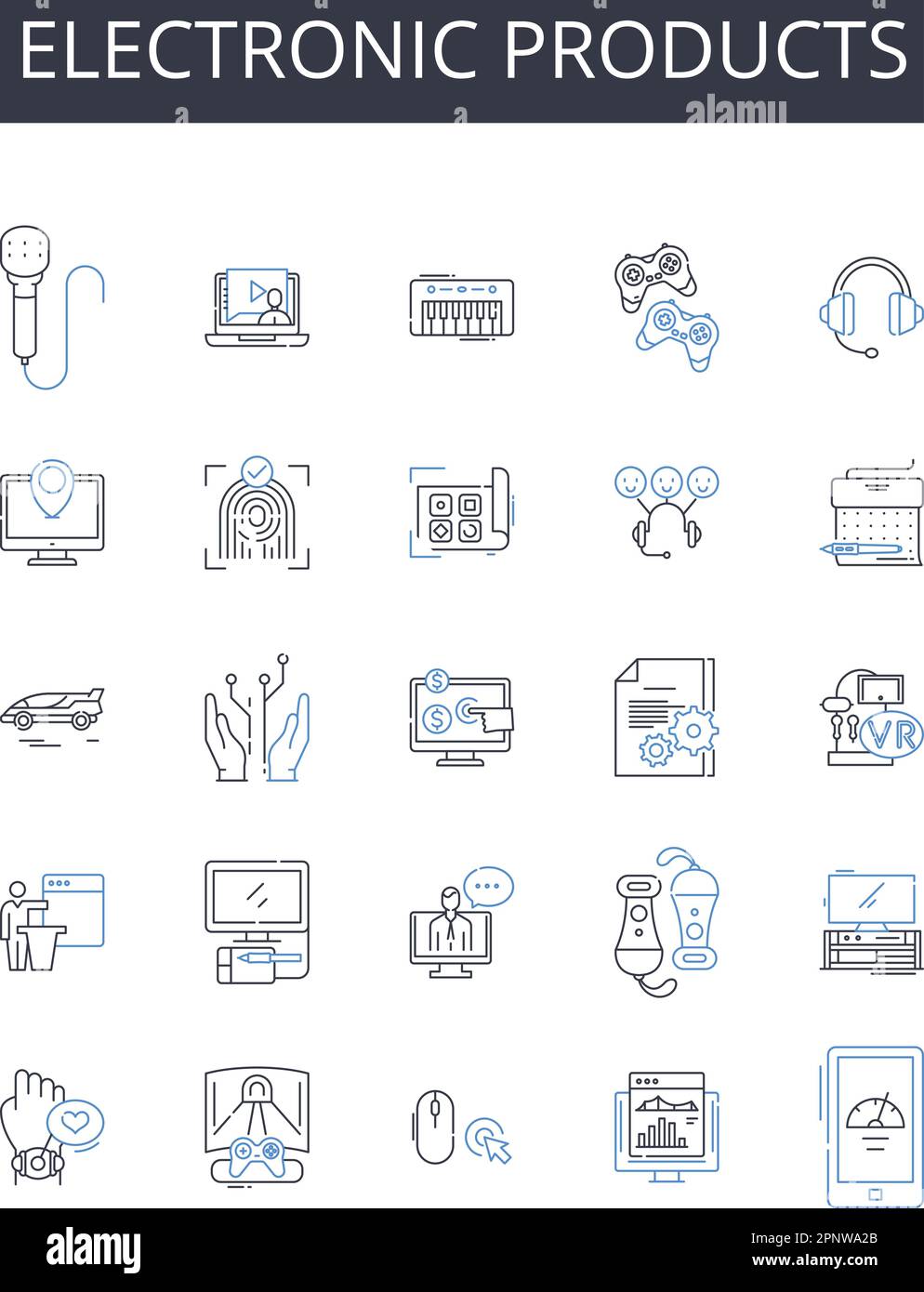 Electronic products line icons collection. Digital devices ...