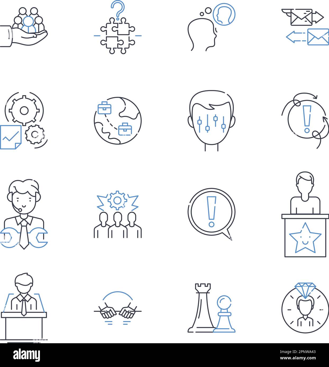 Organizational Management Line Icons Collection Strategy Culture Decision Making
