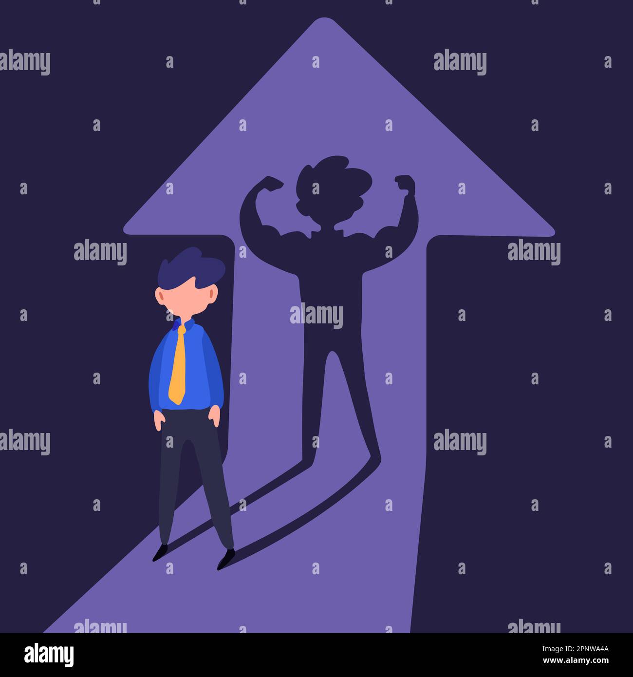 Business concept design businessman standing with muscular body shadow ...