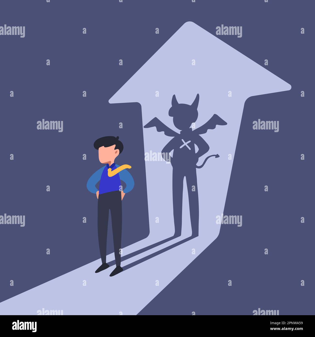 Business concept design businessman standing with demon shadow wall ...