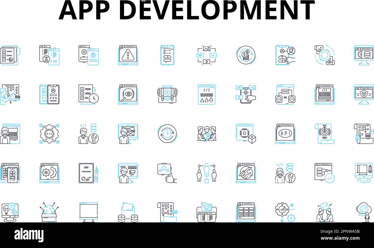 App Development Linear Icons Set Platform Framework Code Interface Compatibility Usability 6480