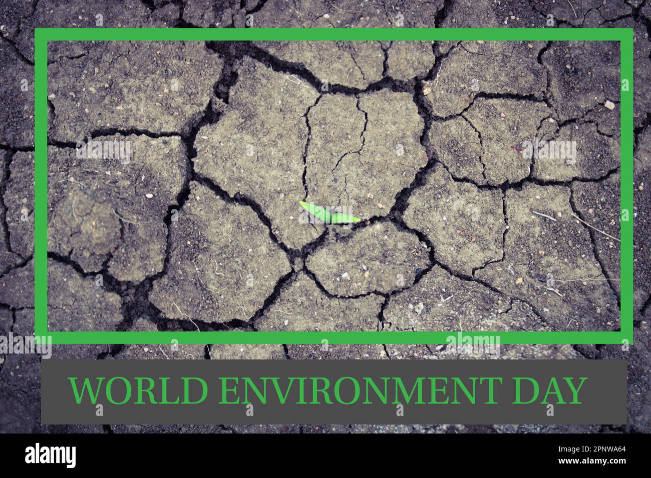 A cross on a cracked ground with the words world environment day ...