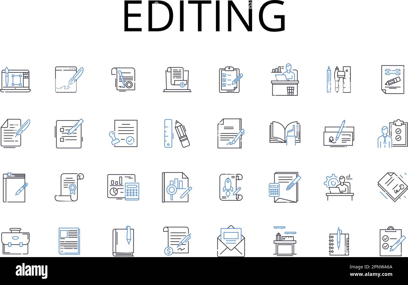 Editing Line Icons Collection Proofreading Reviewing Touch Up