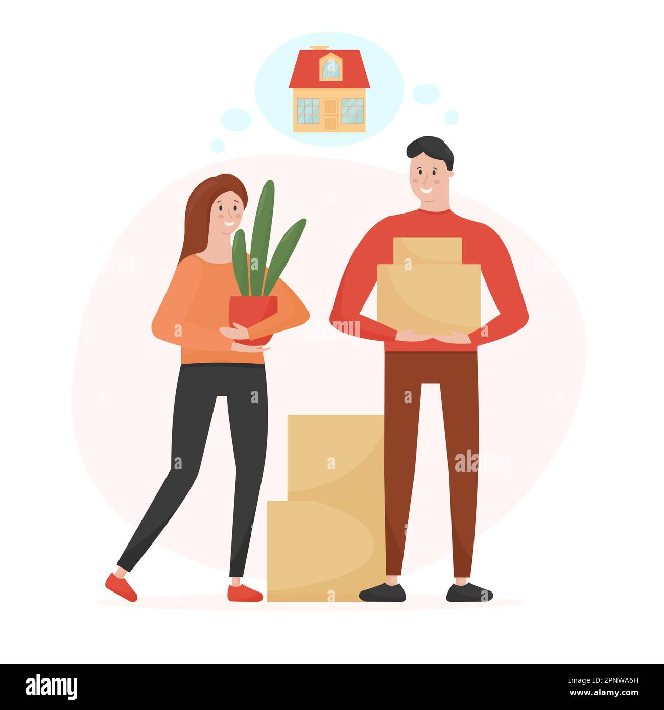 Woman new home moving Stock Vector Images - Alamy