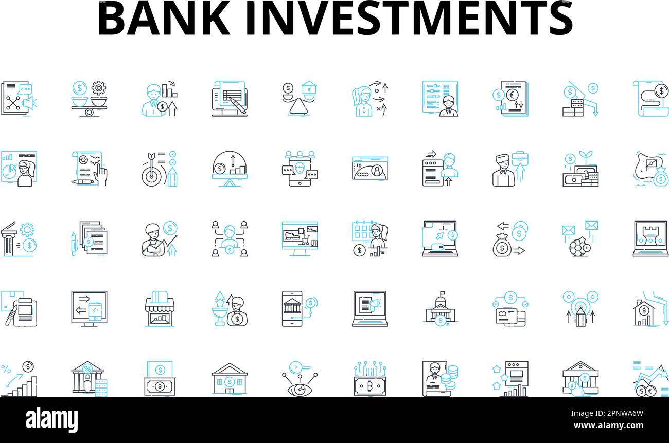 Bank investments linear icons set. Portfolio, Diversification, Yield ...