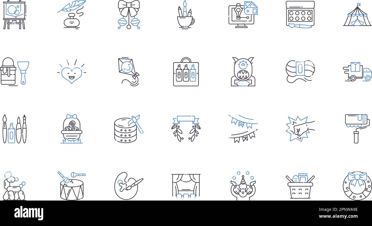 Quirky pursuits line icons collection. Whimsy, Eccentricity, Oddities ...