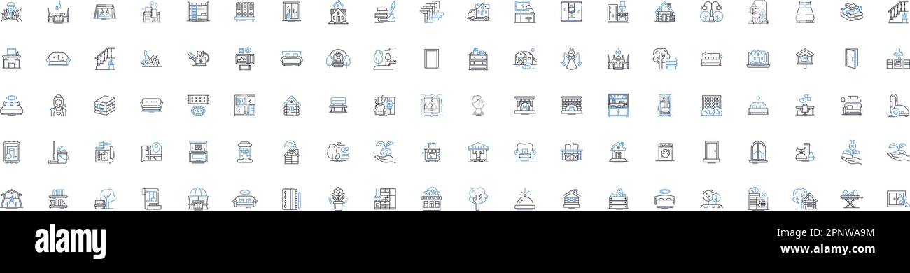 Staying put line icons collection. Settle, Stay, Remain, Reside ...
