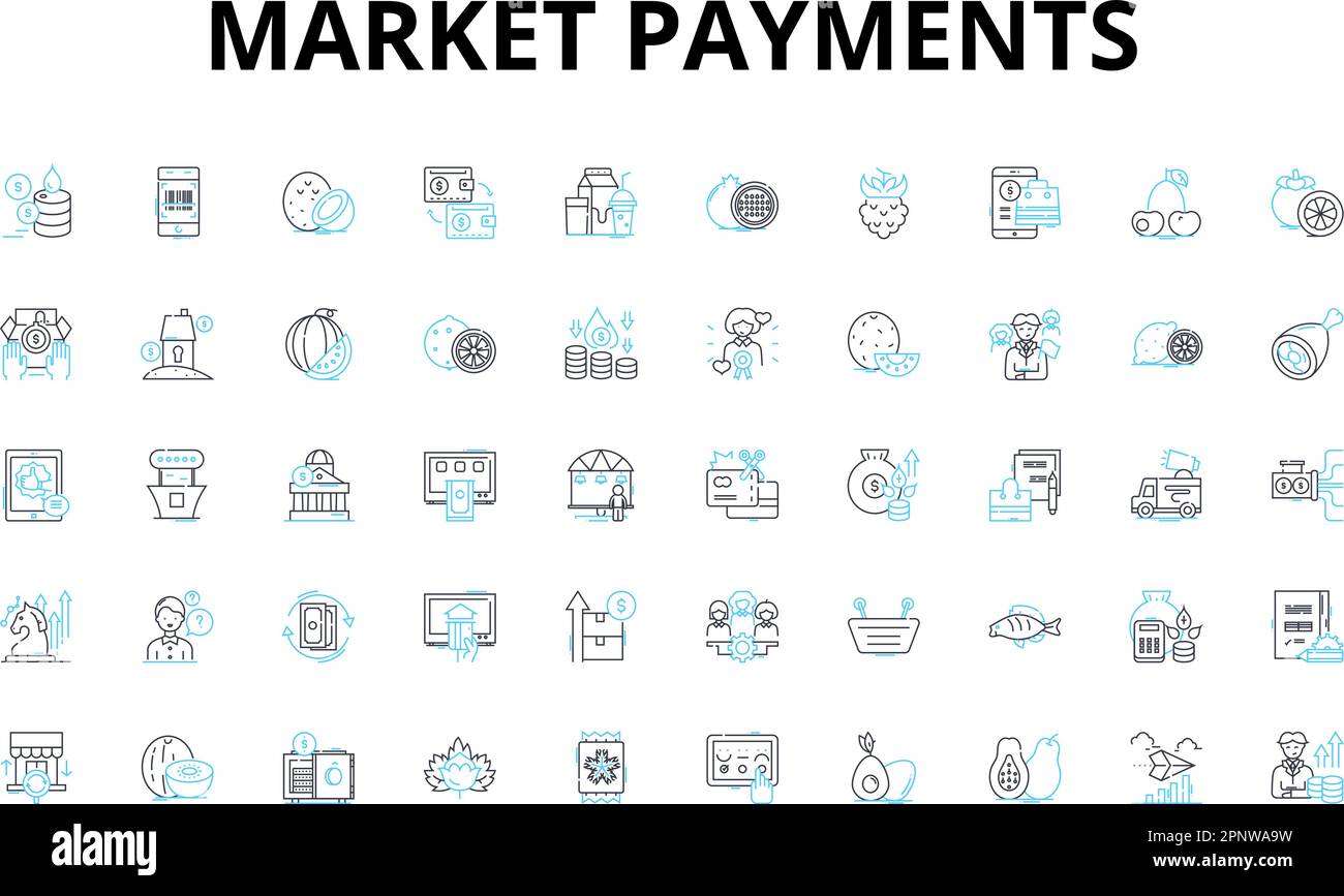Market payments linear icons set. Payment, Transaction, My, Commerce, Purchase, Cash, Checkout ...