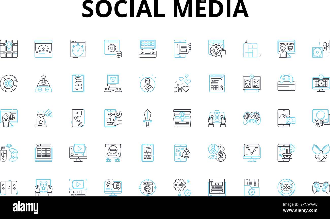 social media linear icons set. Innovation, Sharing, Virality, Nerking ...
