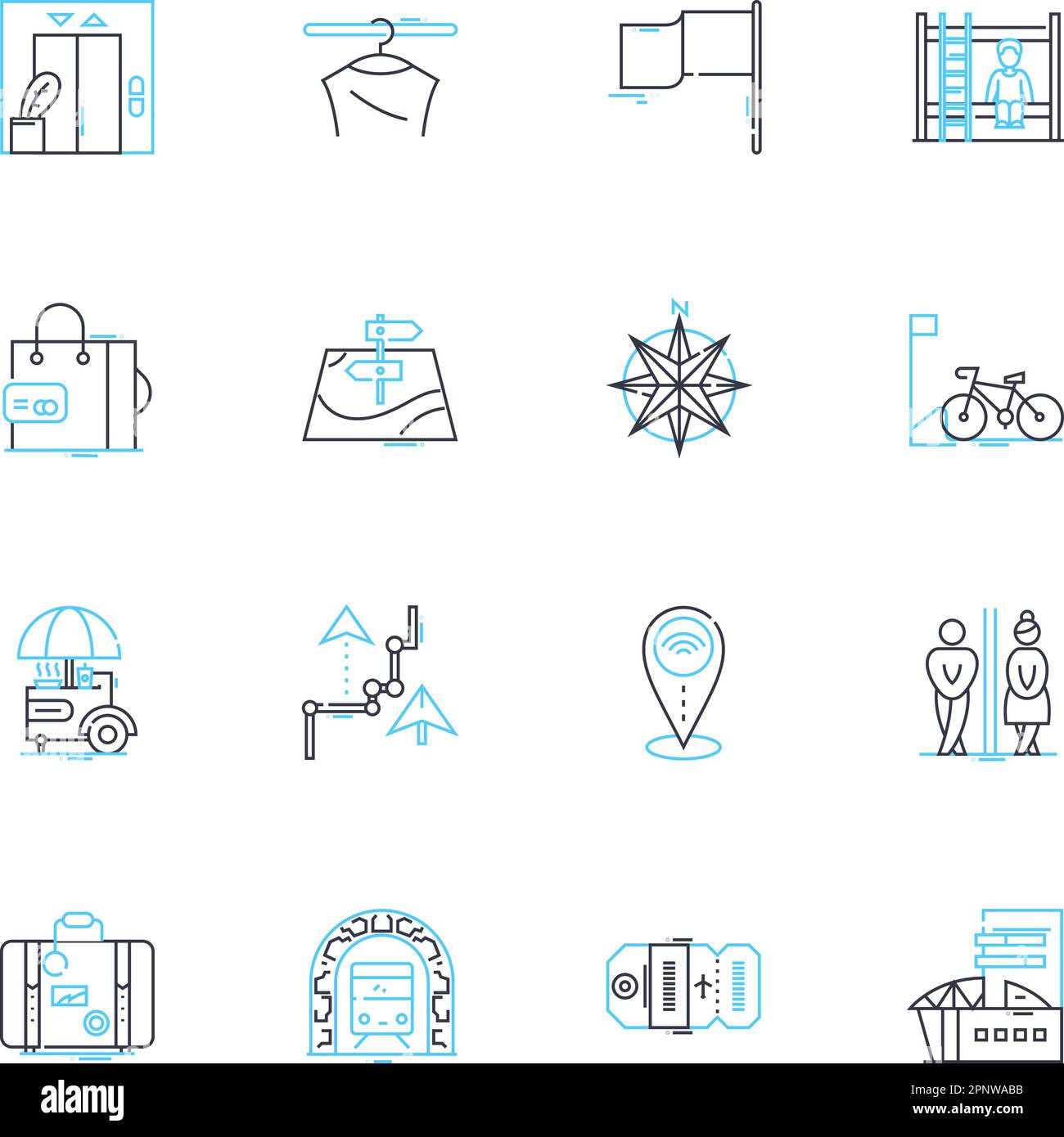 Road Atlas Linear Icons Set Navigation Directions Highways Maps Interstates Travel Roads