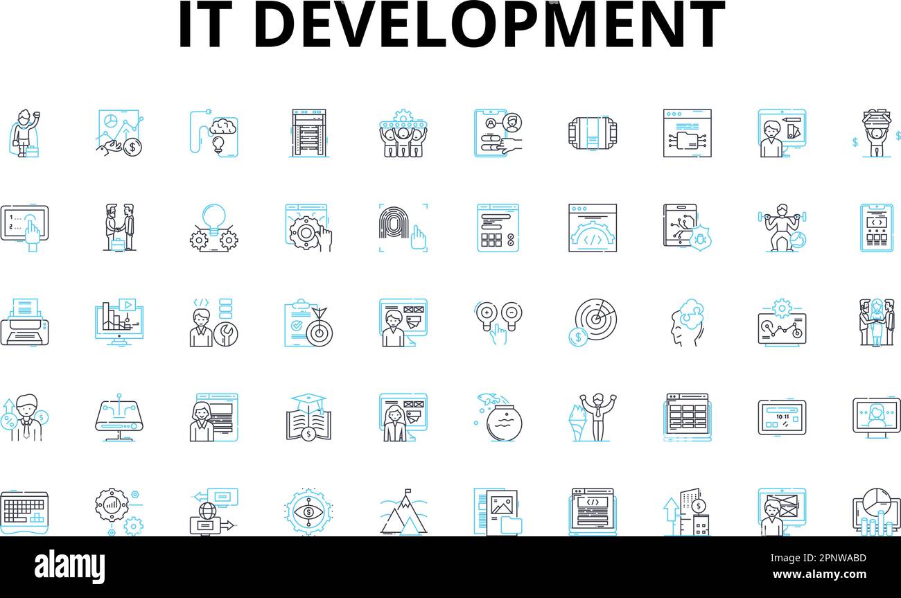 It Development Linear Icons Set Coding Programming Debugging Testing Deployment