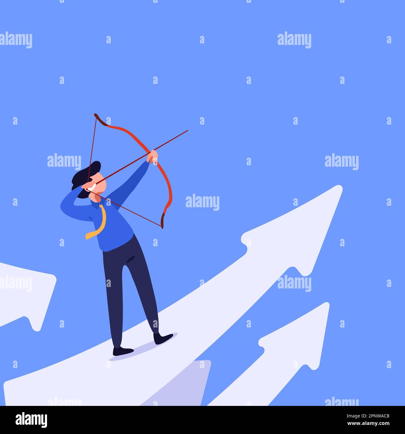 Business concept flat style isolated of businessman with bow and arrow ...