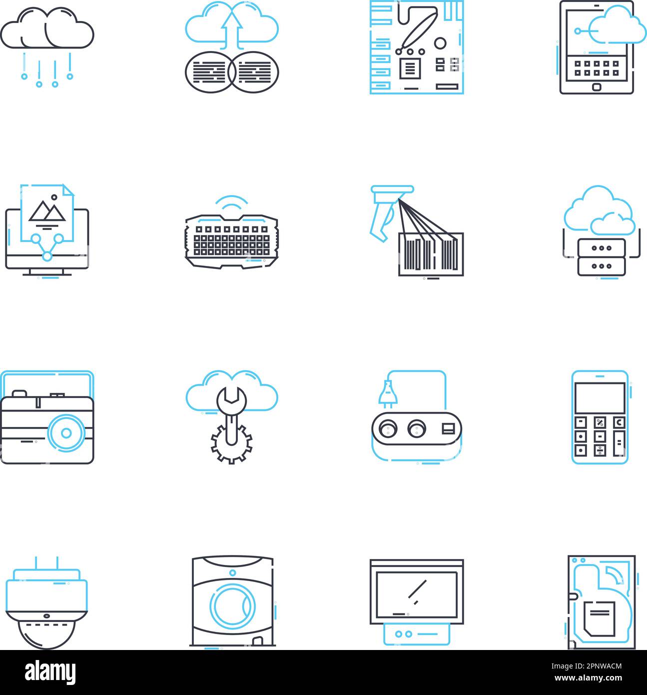 Online hubs linear icons set. Connection, Digital, Nerking ...